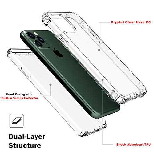 BAISRKE Case Cover for iPhone 11 Pro Max,[Built in Screen Protector] Dual Layer Full Body Shockproof High Impact Protective Phone Case Cover for iPhone 11 Pro Max 6.5 inch - Clear