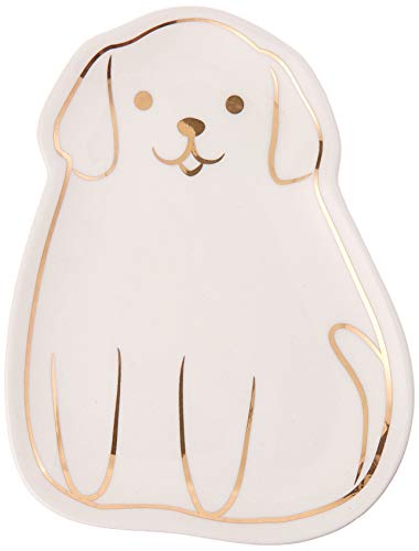 Abbott Collection 27-STEEP Dog Teabag/Trinket Plate-Wht-4.5" L, 4.5 inches long, White