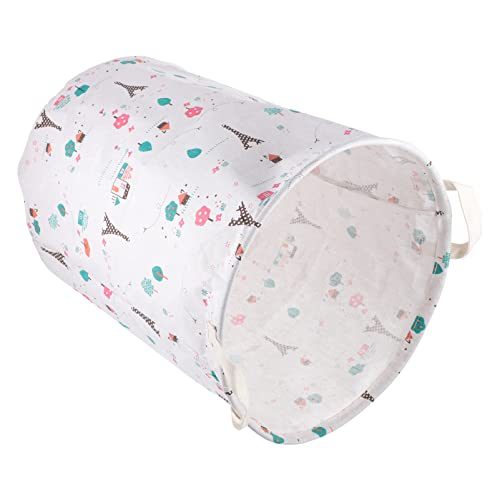 2pcs Cotton Home Style Bin Organizer Baby Folding Dirty Room Saving with Buck Hamper Basket Living Double Foldable Bucket Clothes Handles Container Round