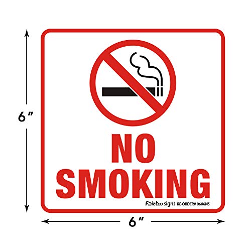 10 Pack No Smoking Stickers, No Smoking Stickers Decals, 6x6 inch Self-Adhesive Vinyl Decal Stickers, UV Printed, Durable Ink, Waterproof, Easy to Mount, Indoor/Outdoor Use