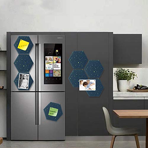 Fovasen Hexagon Felt Board Tiles Self Adhesive Wall Bulletin Boards Felt Memo Board Notice Board Felt Pin Board Tiles with Push Pins for Home Office Classroom Wall Decal Creative Decor, Star 8 Pcs