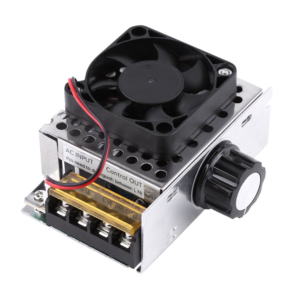 SCR Controller, 4000W SCR Electric Voltage Regulator Dimmer Temperature Motor Speed Controller with Fan AC110V to 220V for Controlling Light Brightness, Speed or Temperature