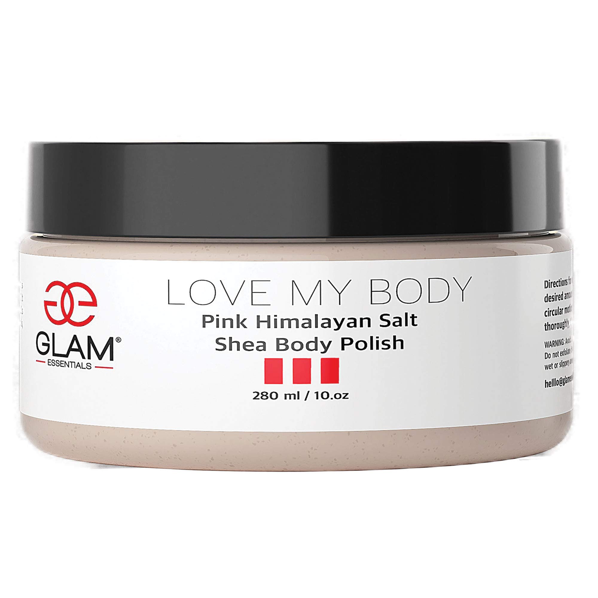 Glam Essentials Pink Himalayan Salt Body Scrub Moisturizing and Exfoliating Scrub For Deep Cleansing, Scars, Scalp Wrinkles, Moisturize Skin & Body For Women & Men - 300ml / 10 Oz