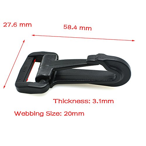5pcs Plastic Snap Hooks Rocker Style Black (3/4"(20mm))