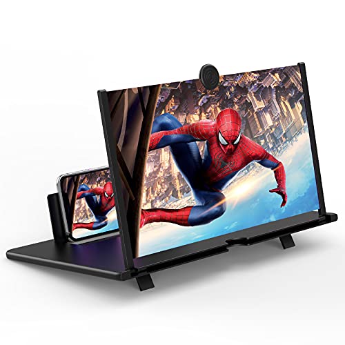 16" Screen Magnifier -3D HD Mobile Phone Magnifying Projector Screen Enlarger for Movies, Videos and Gaming – Foldable Phone Stand Holder with Screen Amplifier–Compatible with All Smartphones