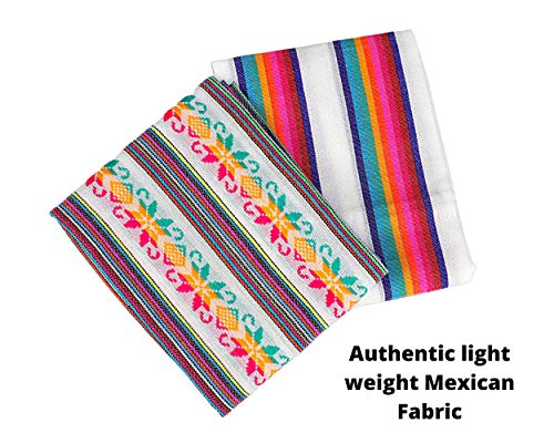 2 Yards Mexican Fabric, White Fabric by The Yard, Mexican Embroidered, Fiesta Decoration, Cinco de Mayo, Tela Mexicana.