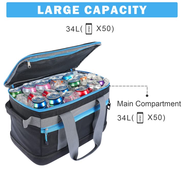 ABCCAMPING Camping Cooler Bag, Soft Sided Cooler, 50-Can Insulated Lunch Cooler Bag, Leak Proof Soft Cooler Bag Cooler Bag, Keep 24 Hours for Camping, Fishing, Hiking, Picnicking, Beach