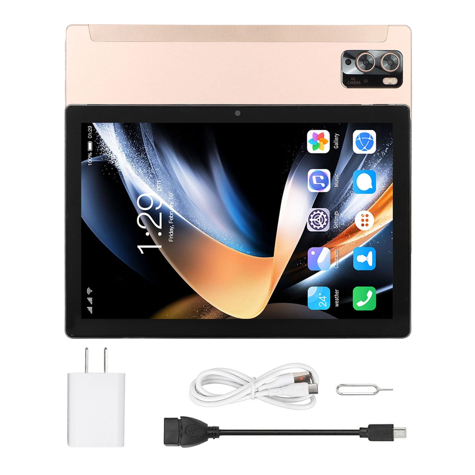 10.1 Inch Tablet, 100-240V 8GB 256GB Dual Speaker 5G WiFi Tablet 8MP 16MP (US Plug)