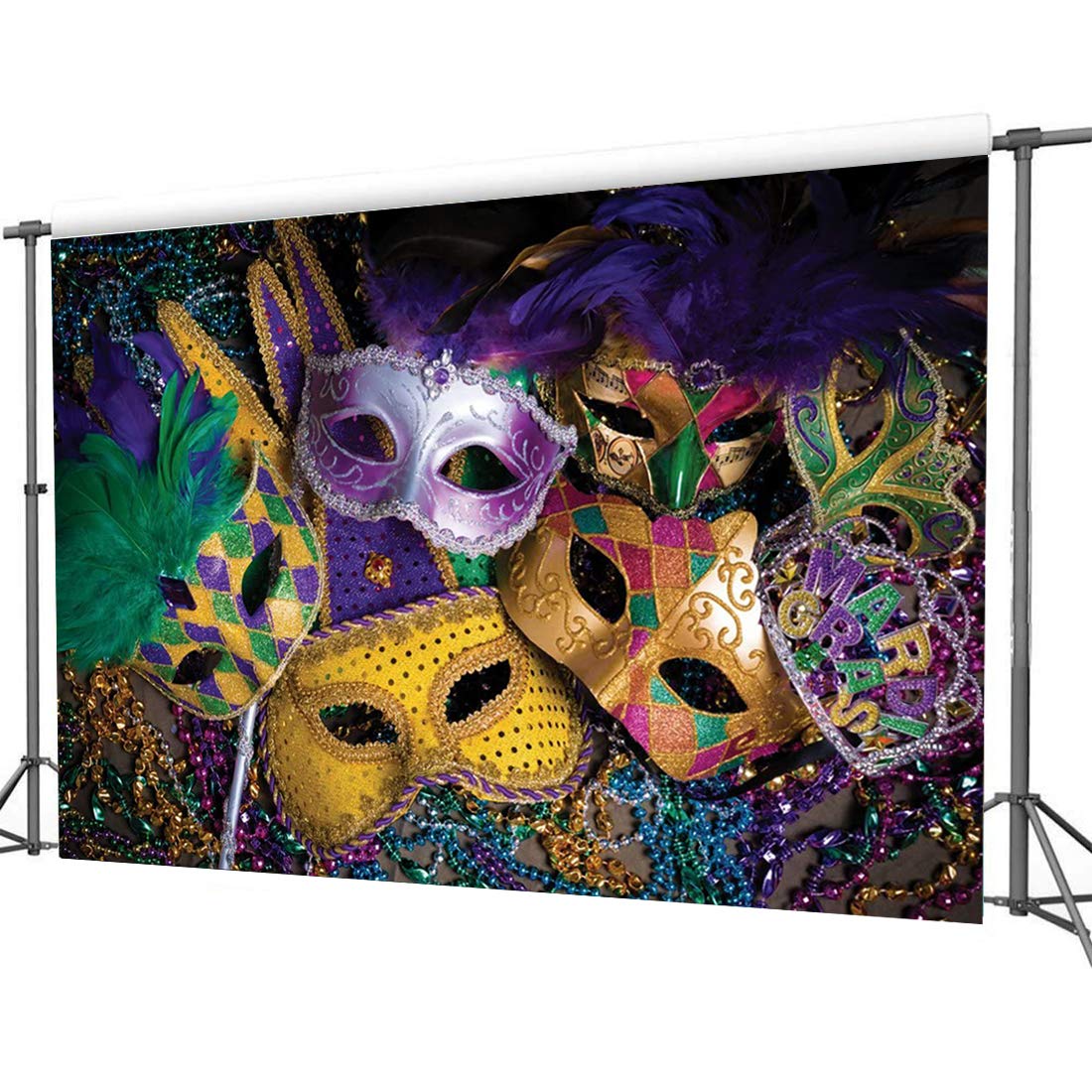 CYLYH 8X6ft Mardi Gras Backdrop Masquerade Themed Party Photography Background Masquerade Birthday Decoration Venice Carnival Banner Backdrop D513