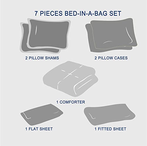 Anluoer Queen Comforter Set, Burnt Orange Boho Bed in a Bag 7 Pieces with Comforter and Sheets, All Season Bedding Sets with 1 Comforter, 2 PillowShams, 2 Pillowcases, 1 Flat Sheet, 1 Fitted Sheet