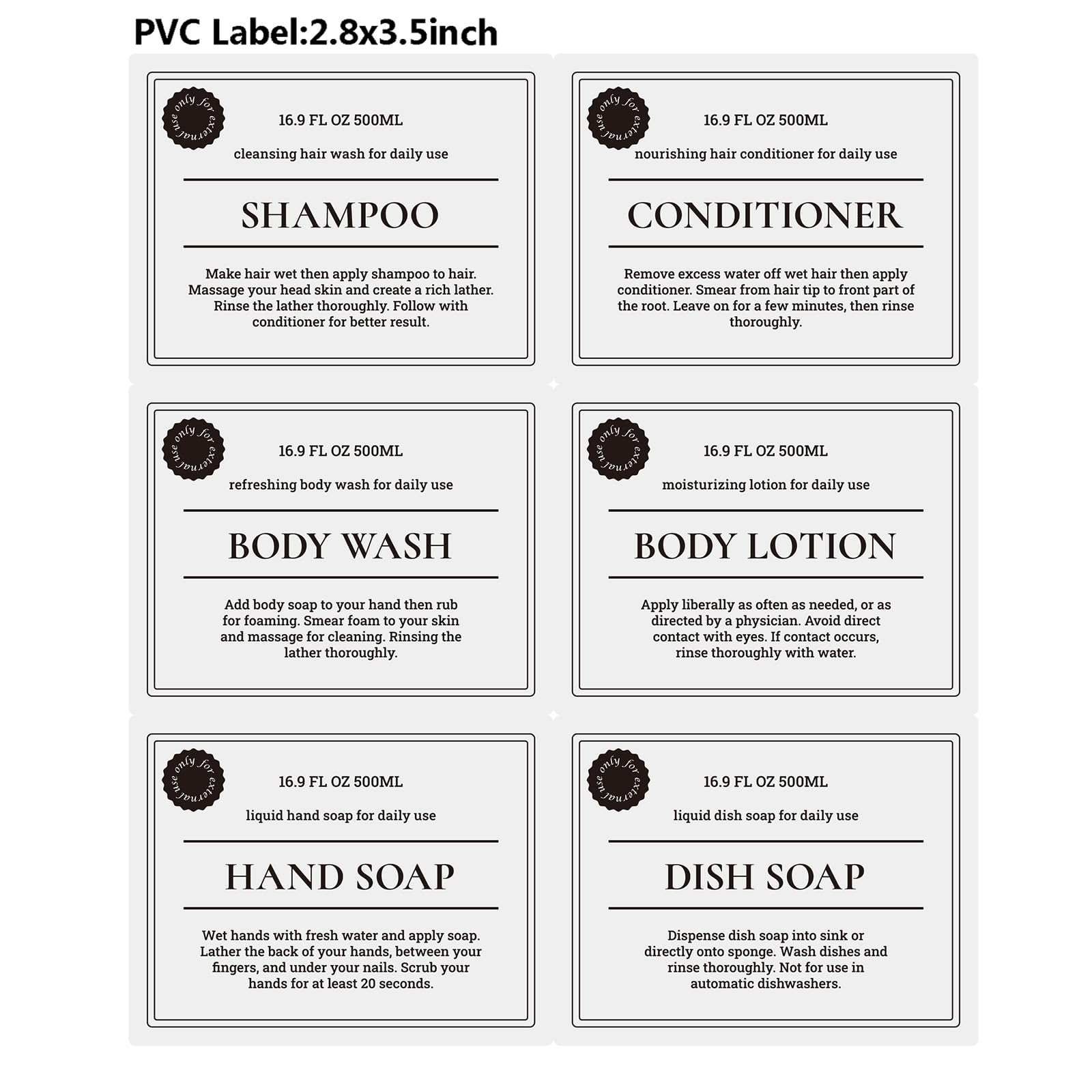 Empty Plastic Bottles with Pump Dispenser and Labels Included, Refillable Travel Containers for Hand sanitizer Shampoo Lotion, etc - BPA/Paraben Free, 500ml/16.9oz (Amber, 3 Pack)