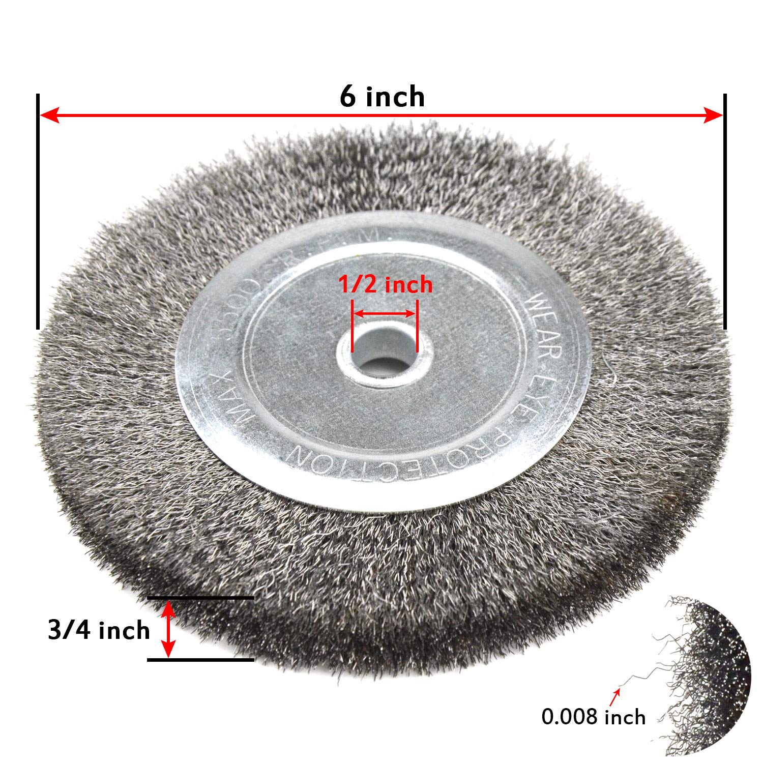 6 Inch Bench Grinder Grinding Wheel & Wire Wheel Brush with 1/2'' Arbor, 120 Grit Silicon Carbide Bench Grinding Wheel for Bench Grinder,for Drill Bits, Blades and Knifes Cleaning Polishing Sharpening
