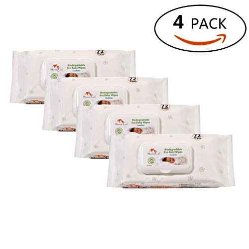 4 Pack Mommy Care Organic Biodegradable Eco Friendly Baby Wipes - Sensitive Skin Natural Child Care - 4 pack x 72 = 288