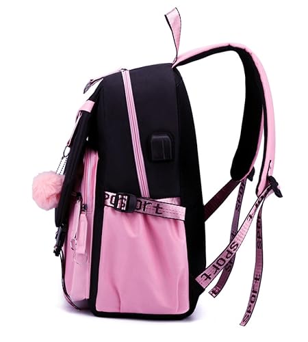 17" Nezuko Backpack Tanjiro Anime Bag Laptop Backpacks Daypack for Women Men (Nezuko-Pink)