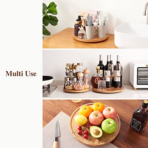 10” Lazy Susan Organizer for Kitchen, Oak Wood Lazy Susan Turntable for Cabinet Pantry Table Organization