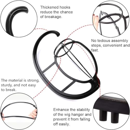 4 Pack Wig Hanger, Portable Hanging Wig Stand For Wigs and Hats, Collapsible Wig Dryer, Sturdy Wig Hanging stand, Collapsible Wig Display Holder Tool