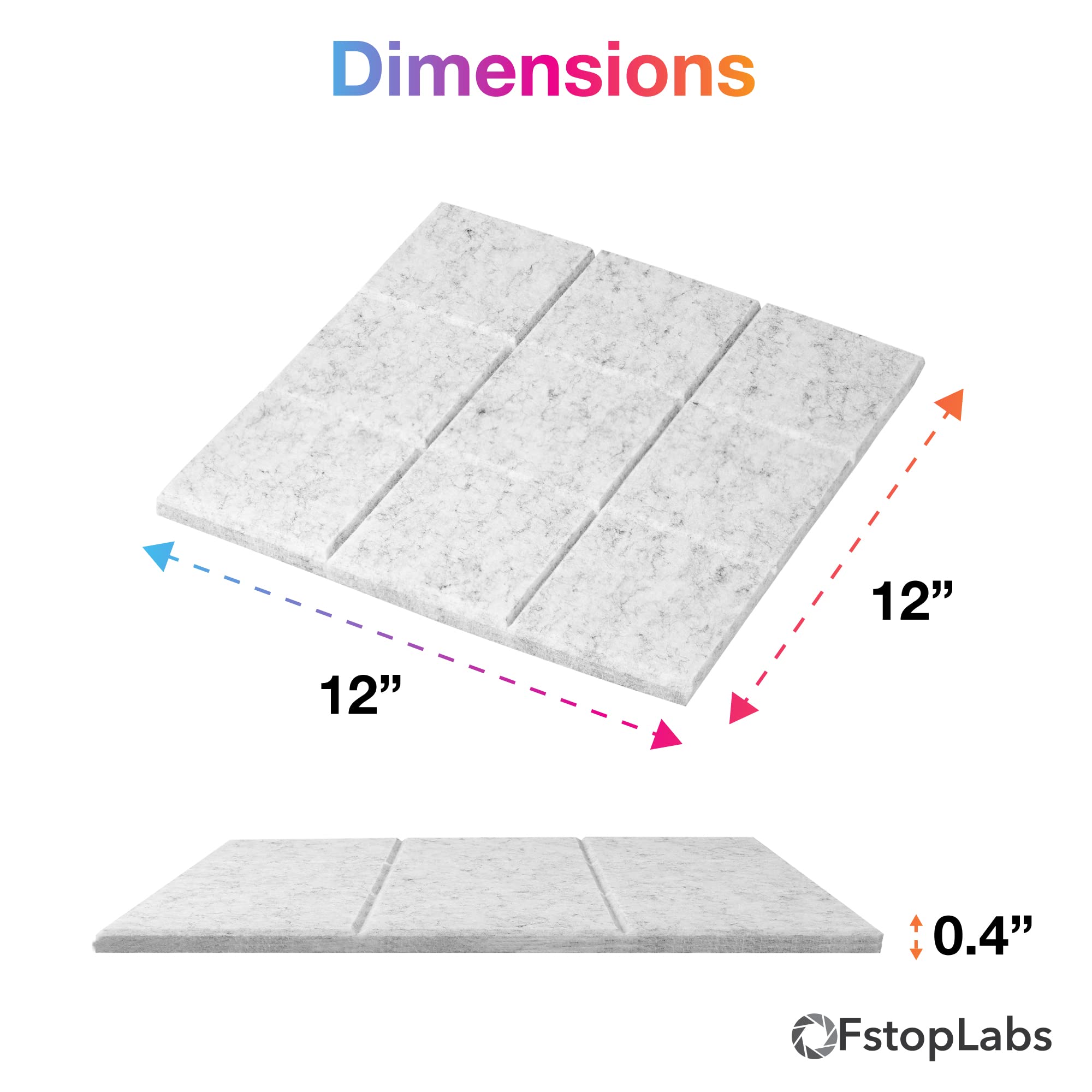 12 X 12 X 0.4 Inches Acoustic Soundproofing Insulation Panel Bevled Edge Tiles, Acoustic Treatment Used in Home & Offices, 9 Blocks Square Design for Home and Office (12 Pack, Silver Grey)
