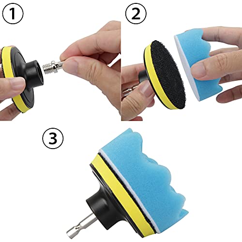 GOH DODD 4 Inch 24 Pieces Buffing Polishing Pads, Car Foam Drill Polishing Pad Kit Sponge Pads Buffer Polisher Kit Headlight Restoration Kit with Wool Pads for Car Polishing, Waxing and Cleaning