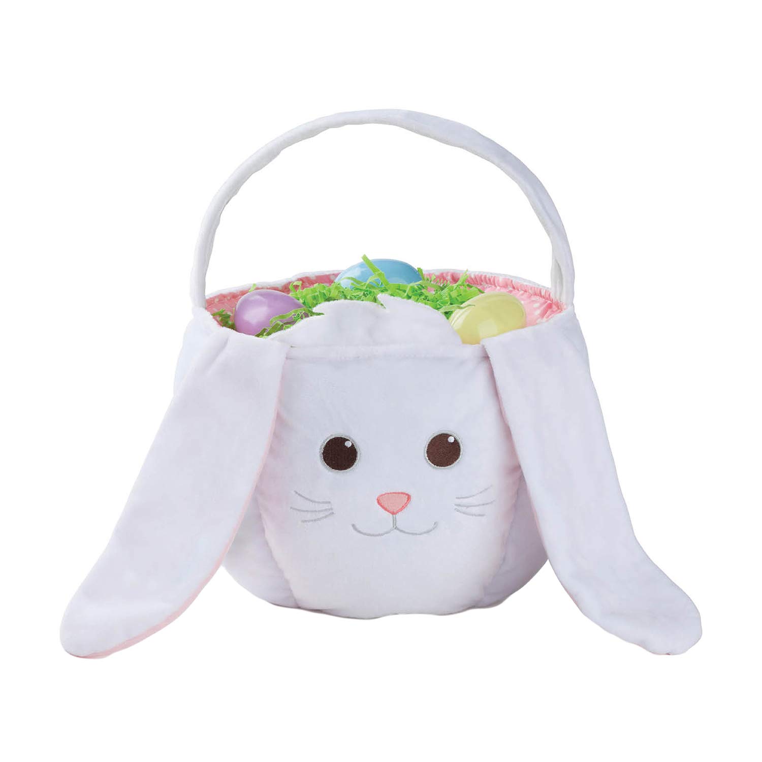 Personalized White Easter Bunny Bag with Custom Name | Plush Easter Bag with Handle | Soft Egg Basket for Kids | Customized Easter Basket | Great for Easter Egg Games