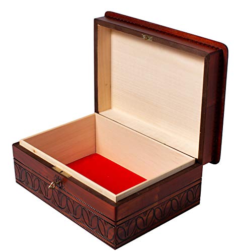 Artisan Owl Polish Heritage Handmade Extra-Large Elegant Slightly Rounded 10 1/2" Wooden Box with Lock and Key for Keepsakes, Love Letters, Jewelry, and Specialty Items