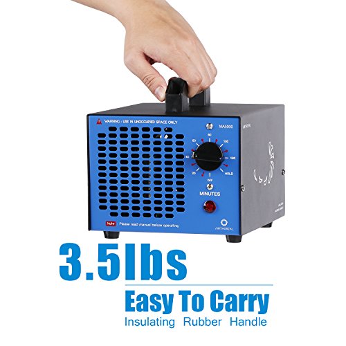 AIRTHEREAL MA5000 Commercial Ozone Generator, 5000mg/h O3 Machine Home Air Ionizers Deodorizer for Rooms, Smoke, Cars and Pets, Blue