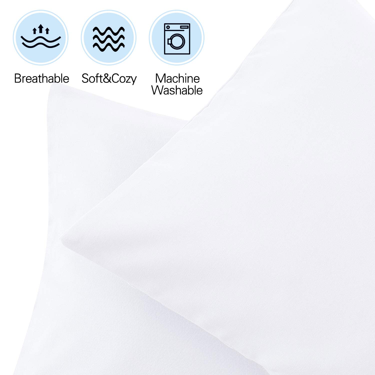 Aisawate 100% Cotton Toddler Pillowcase/Travel Pillowcase Pack of 2 Set 14x20 Inches with Envelope Closure - Hypoallergenic, Soft & Breathable Kid Pillow Case Cover Solid White