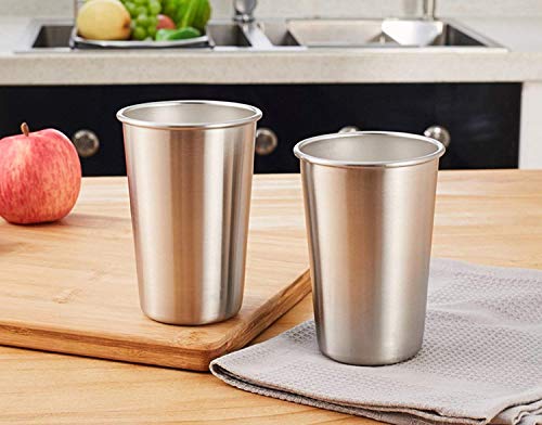 16 Ounce Stainless Steel Pint Cups - Stackable Pint Cup Tumblers For Travel β Metal Cups For Drinking Outdoors - 16 Oz Reusable Steel Cups - 5 Pack