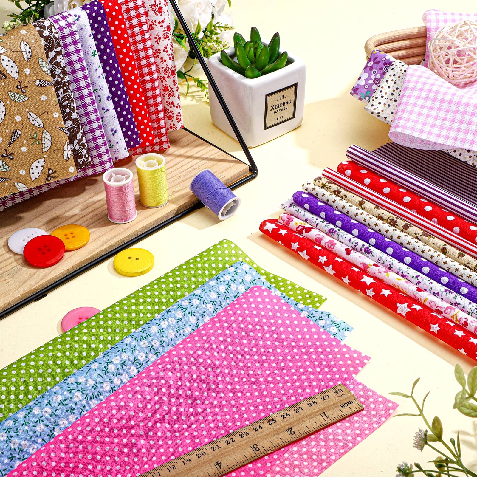 100 Pcs 10 x 10 Inches Cotton Fabric Square No Repeat Patchwork Fabrics Cotton Printed Floral Craft Fabric Patchwork Bundles Flower Quilting Fabric Craft for DIY Sewing Cloths Handmade Accessories