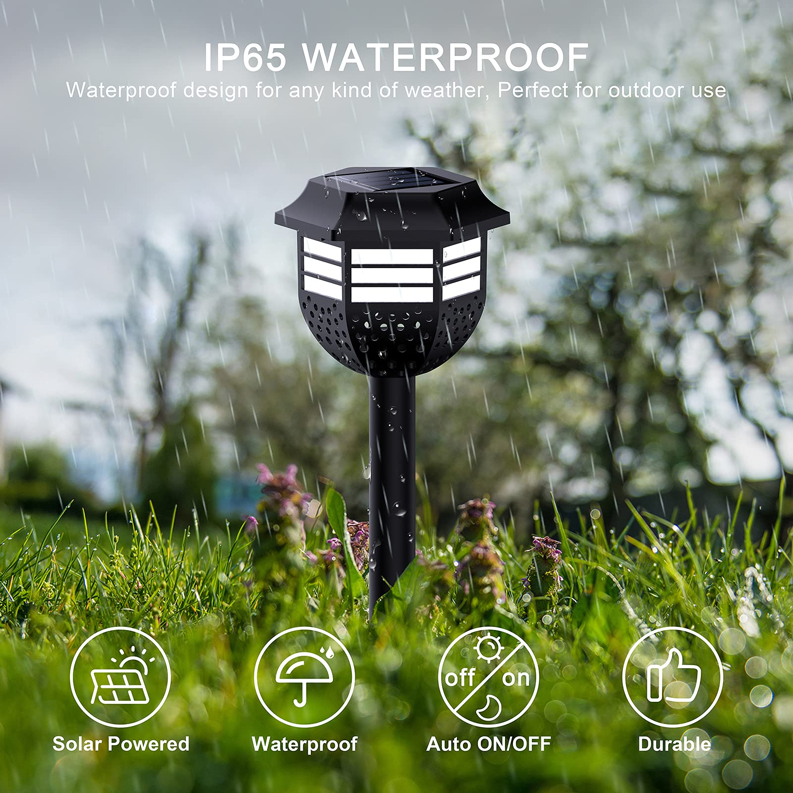 6 Pack Solar Garden Lights, ZNFRT Outdoor Solar Pathway Lights, IP65 Waterproof Solar Powered Landscape Lights, Auto On/Off Solar Lights Outdoor for Yard, Patio, Lawn, Walkway (Warm White)