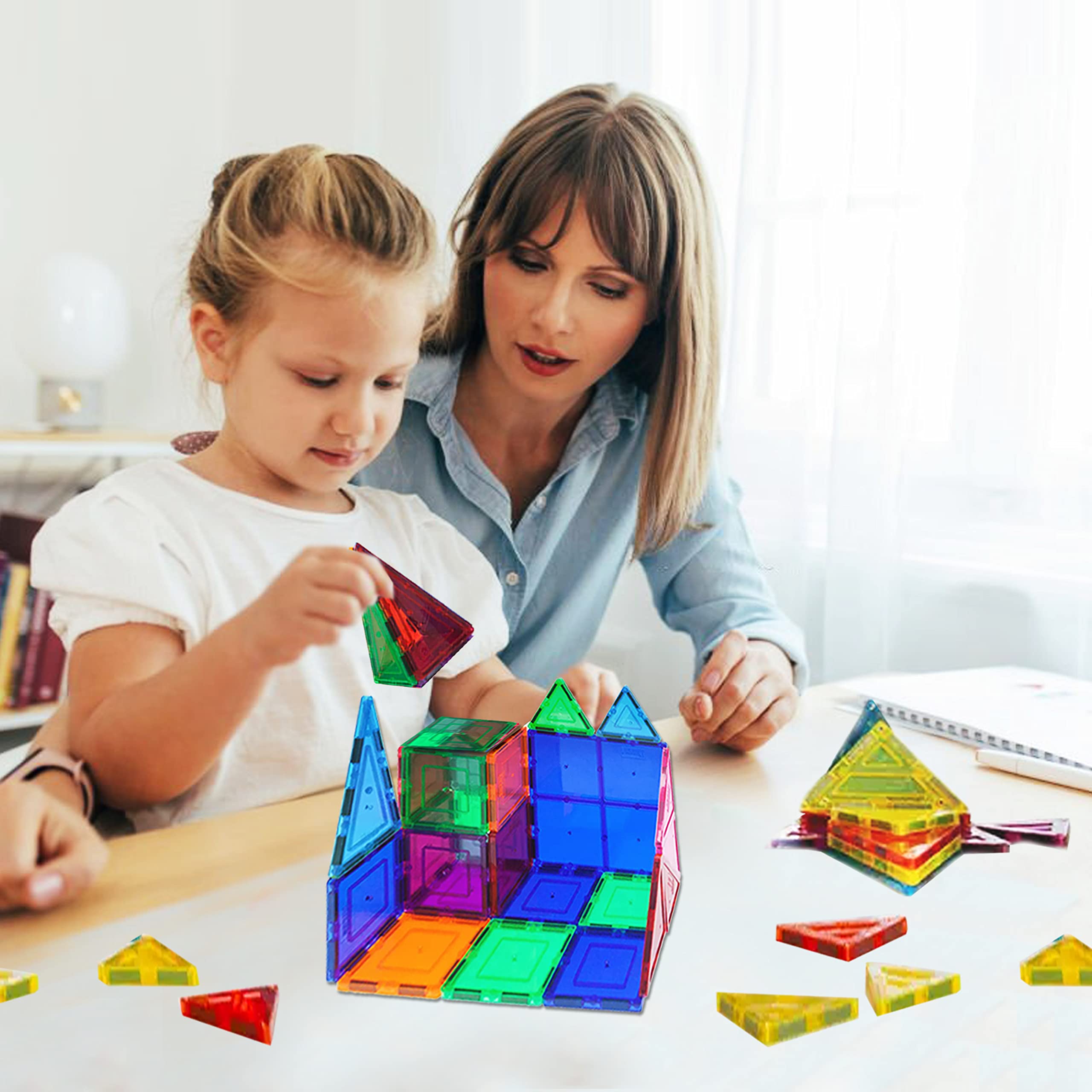 100 Piece Set 100pcs Magnetic Tiles. Magnet Building Tiles Clear Magnetic 3D Building Blocks Construction Playboards - Inspirational, Recreational, Educational (Magnetic Tiles)