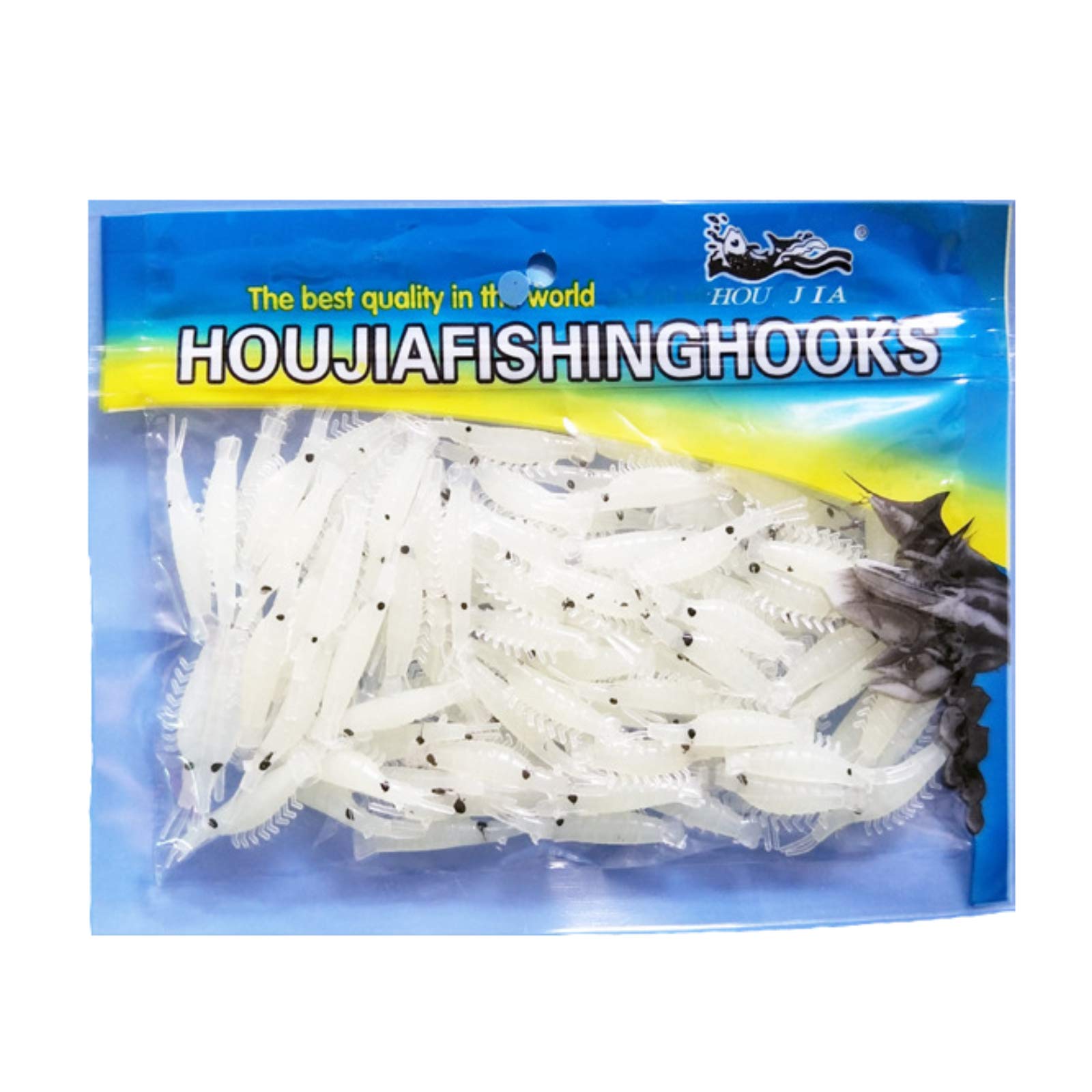 100 Pcs 4.8cm Soft Lure Baits Shrimps Fishing Lures, Luminous Green Soft Shrimp Bait, Scented Micro Fishing Bait for Trout Bass Crappie, Fishing Gears Worms Glow Shrimps