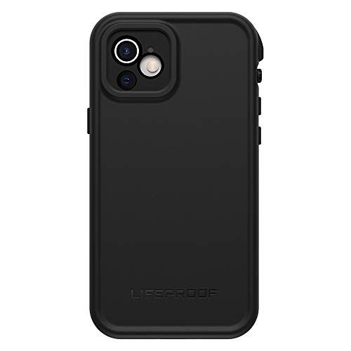 LifeProof iPhone 12 (ONLY, Not compatible with iPhone 12 Pro) FRĒ Series Case - BLACK, waterproof IP68, built-in screen protector, port cover protection, snaps to MagSafe