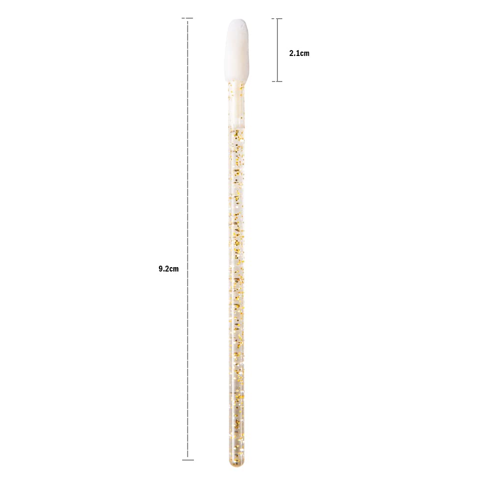 100 Lip Applicators Disposable Lip Brush Crystal Lipstick Lip Gloss Stick, Lipstick Gloss Stick Applicator Perfect Makeup Tool (Gold)