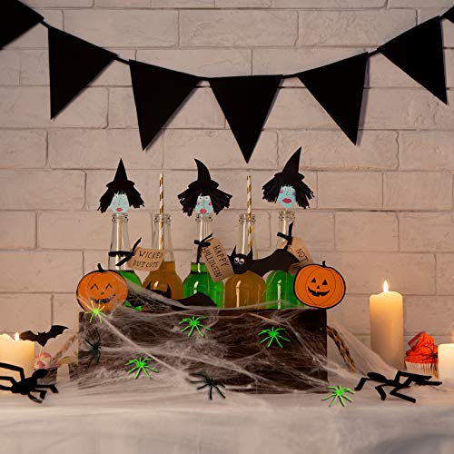 WXJ13 Halloween Decorations Spider Webs with 200 Glow Spiders Spooky Spider Webbing with 2 Black Fake Spiders for Halloween Party Decorations
