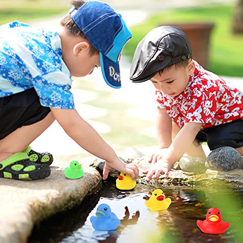 50 Pack Multicolor Mini Rubber Ducky Float Ducks Baby Bath Toy, Great for Jeep Ducking, Shower, Birthday Party, Carnival Game Gift(1.6"x 1.5" x 1.2". 6 Colors)