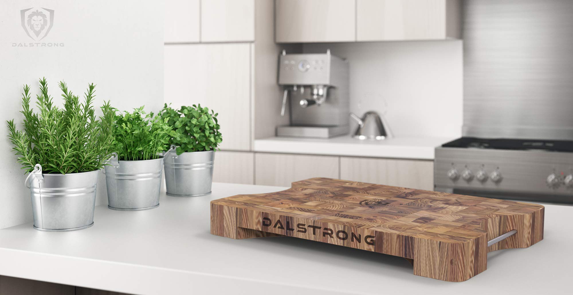 Dalstrong The Gladiator Series Elite 4-Piece Charcuterie & Cheese Knife Set Bundled with The Lionswood End-Grain Teak Cutting & Serving Board