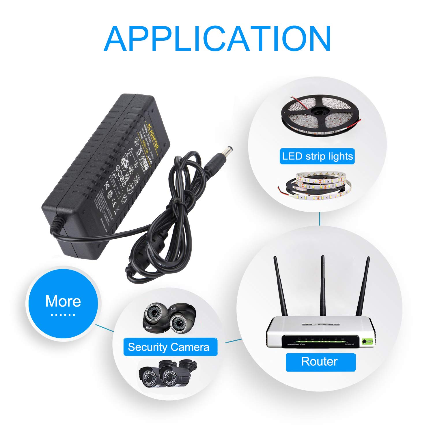 12V 3A Power Supply, COOLM AC 100-240v to DC 12V 3A Power Adapter 36W Charger Led Driver 12V3A for LED Strip Light CCTV Camera