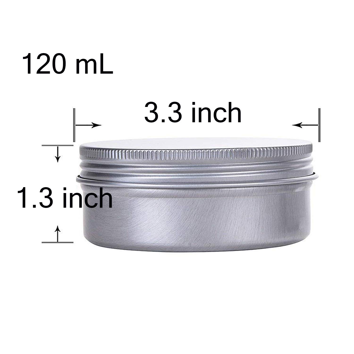 4 Ounce Aluminum Tin Jar Refillable Containers 120 ml Aluminum Screw Lid Round Tin Container Bottle for Cosmetic,Lip Balm, Cream, 12 Pack.