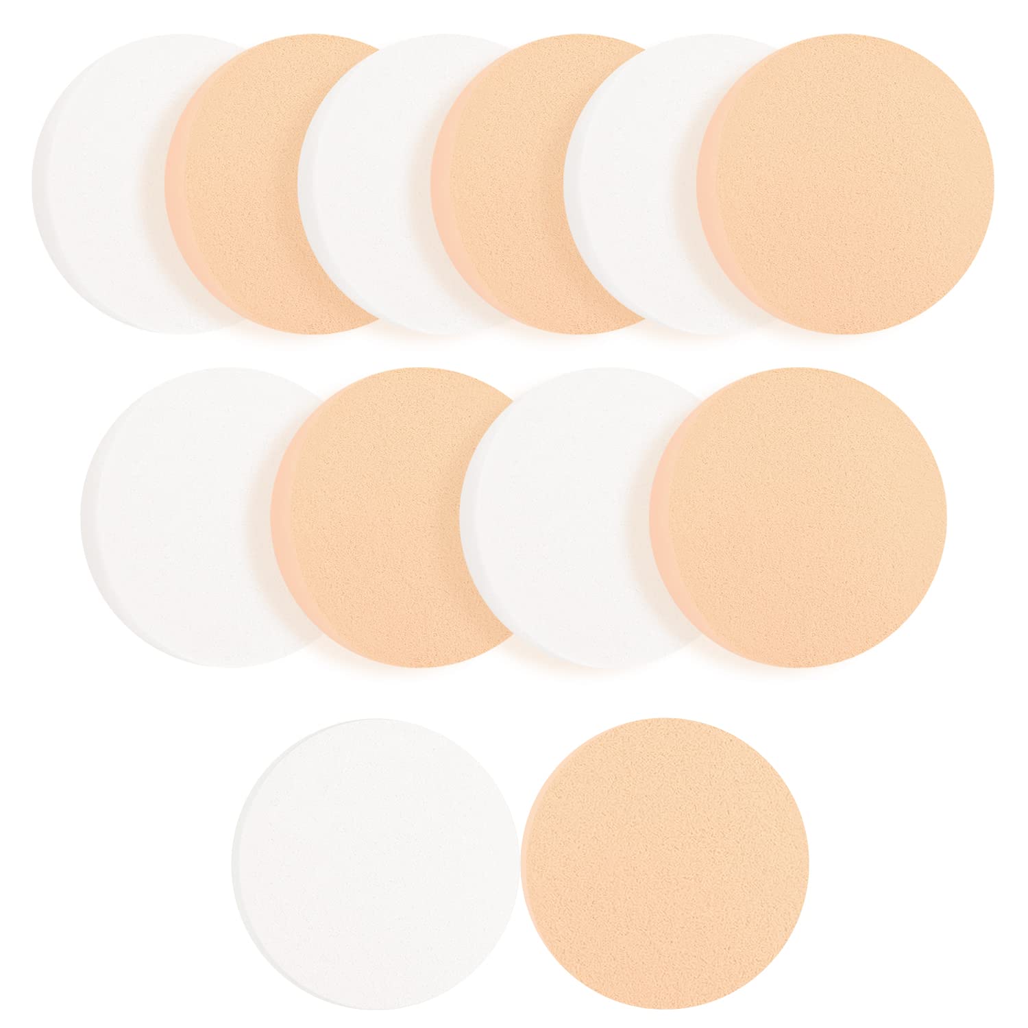 12-Pack Round Makeup Sponges for Foundation - Face Cosmetic Sponges Puff Soft Round Makeup for Liquid Foundation Cream Powder Concealer - Wet Dry Use