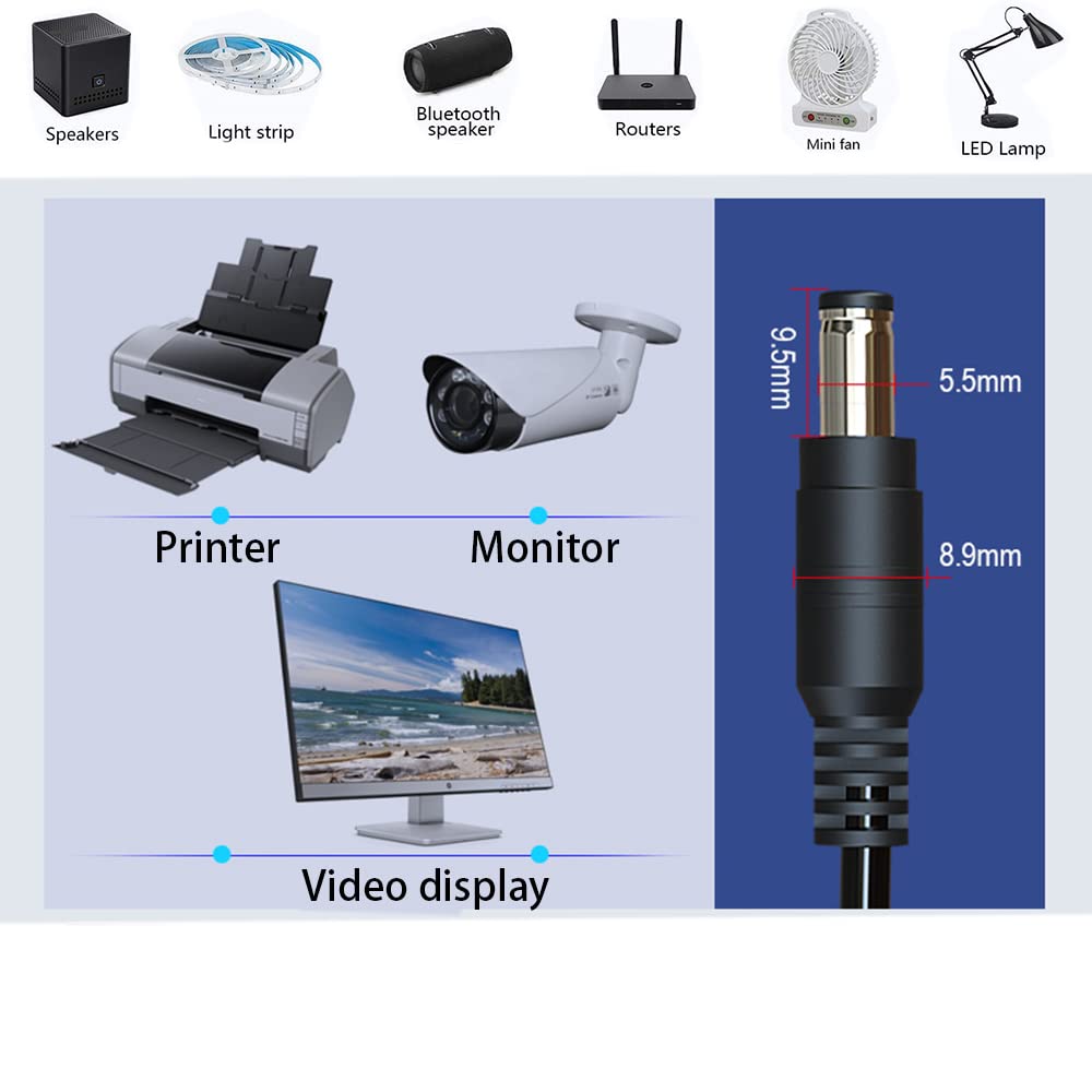 12V 5A 60W Power Supply Adapter, AC DC Converter 100V~240V to 12 Volt 5 Amp Transformer 5.5x2.5mm Plug, LED Strip Light 3D Printer LED Driver CCTV Security System LCD Monitor