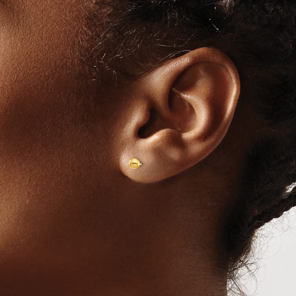 14k Yellow Gold 4mm Ball/Long Post Earrings