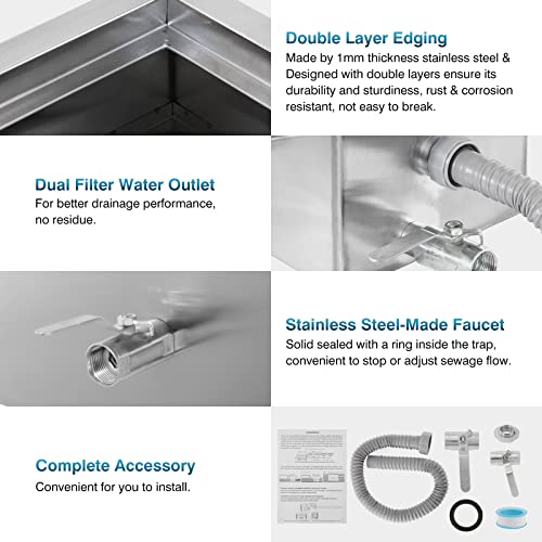 IRONWALLS 9LBS 5GPM Commercial Grease Traps Interceptor, Side Inlet Stainless Steel Grease Interceptor, Under Sink Grease Trap Oil-Water Separator for Home Kitchen, Restaurant, Cafe, Factory