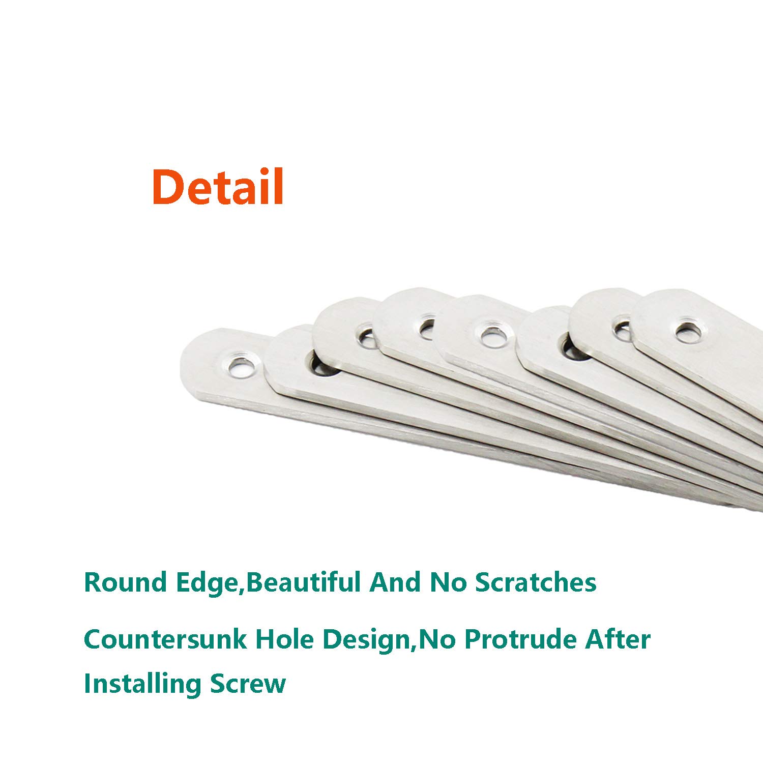 4 Pack Flat Mending Plate for Wood,ULIFESTAR Stainless Steel Straight Brackets 250mm / 10" Length 8 Screw Hole Flat Repair Fixing Wood Brace Joining Plates Connector with Fixing Screws