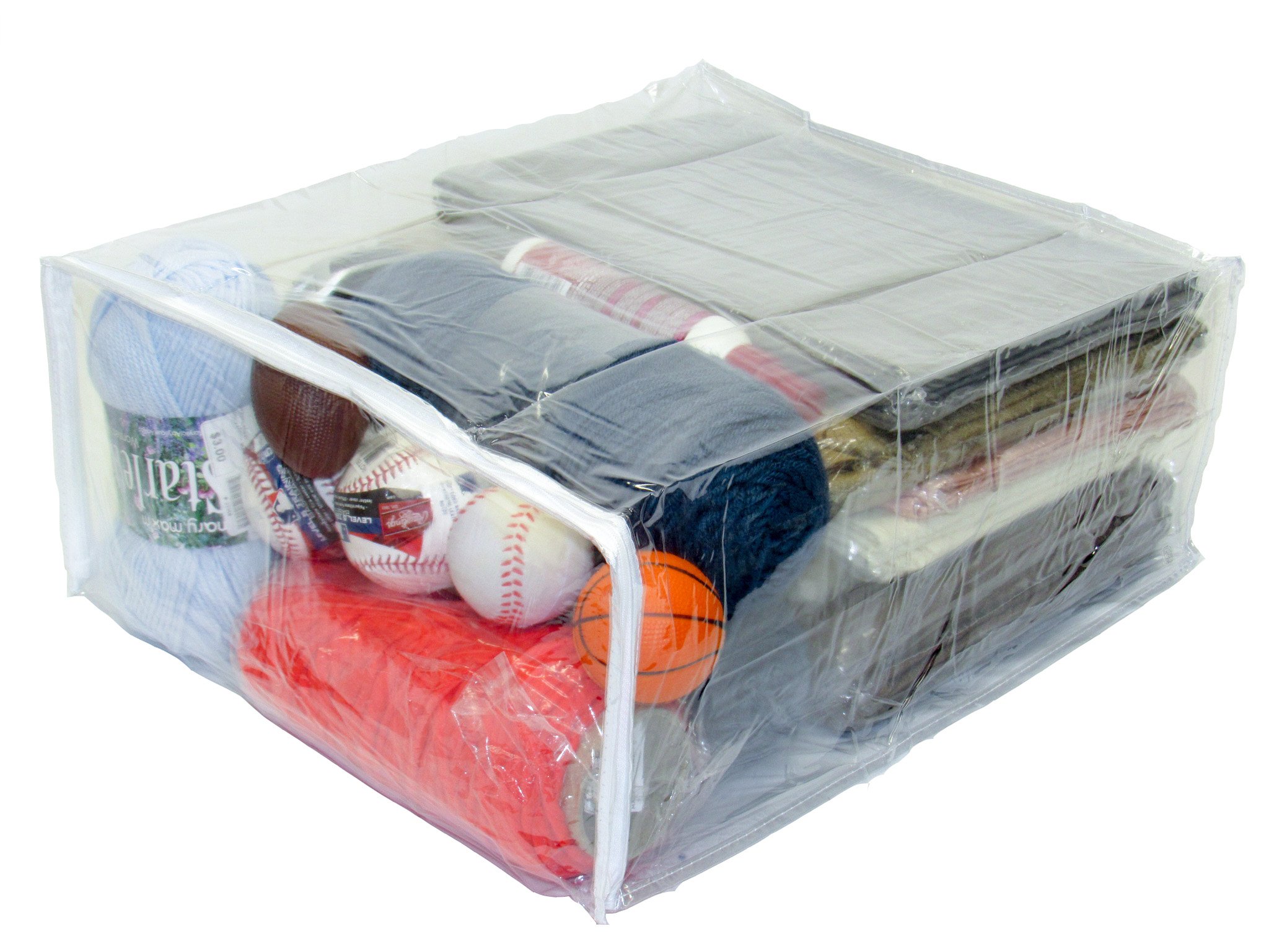 10-Pack Heavy Duty Vinyl Zippered (Clear) Large Storage Bags 15" x 18" x 7" for Sweaters, Blankets, Throws, Pillows, Quits (8.2 Gallon)