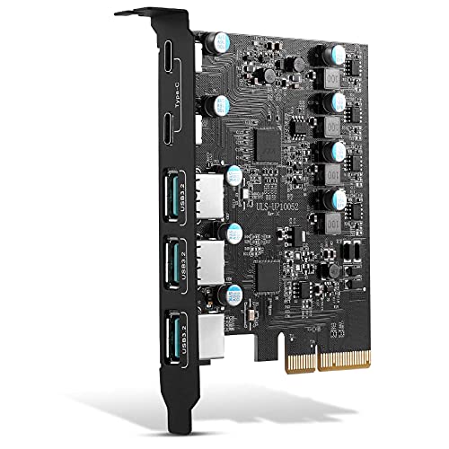 PCIe to USB 3.2/3.1 Gen 2 Card with 10Gbps SuperSpeed 5-Port (2X USB-C - 3X USB-A) PCI Express Expansion Card PC Internal USB hub for Windows 11/10/8/7 and MAC OS