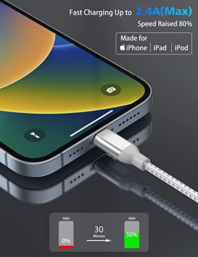10FT iPhone Charger 2Pack, [Apple MFi Certified] USB A to Lightning Cable 10 Foot, Extra Long Nylon Braided iPhone Charging Cord Fast Charging for iPhone 14 13 12 11 Pro Max XR XS X 8 7 6 Plus SE