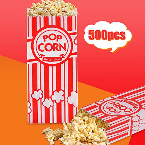 500 Pieces Paper Popcorn Bags, 1 oz Popcorn Bags Individual Servings for Popcorn Machine Party, Pop Corn Bag Bulk