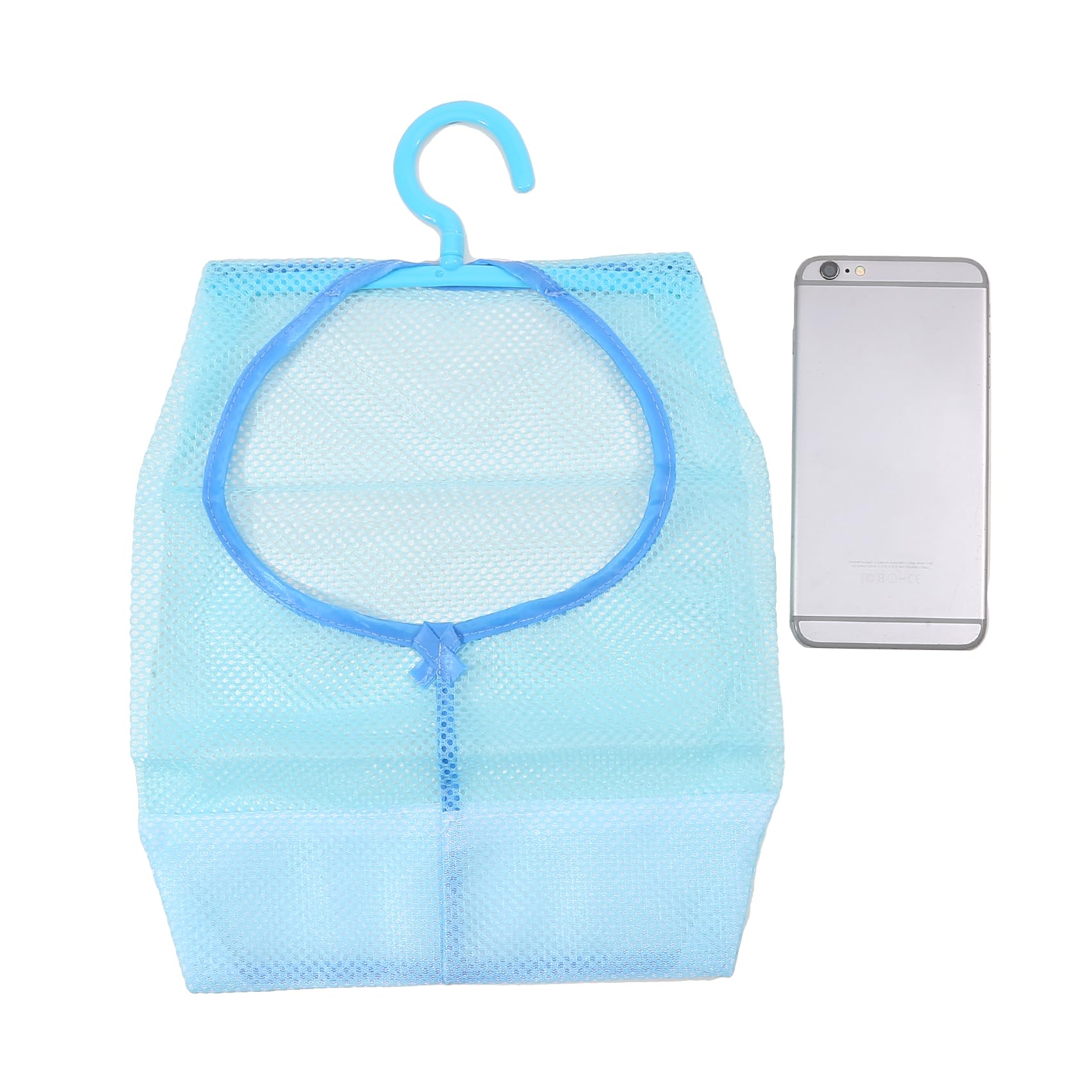 2 PCS Portable Hanging Mesh Pocket with Rotatable Hook,Bath Storage Organizers for Travel,Camper,RV,Gym,Cruise,Cabin,College Dorm Shower (Blue)
