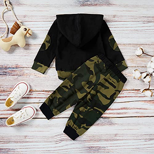 Viworld Baby Boy Pant Outfits Cooler Version of Dad Hoodie Camouflage Pants 2Pcs Casual Clothes(Black,3-4T)