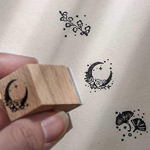 16Pcs Wooden Mounted Rubber Stamps Wood Rubber Stamp Set for Art and Craft DIY Card Making Scrapbooking